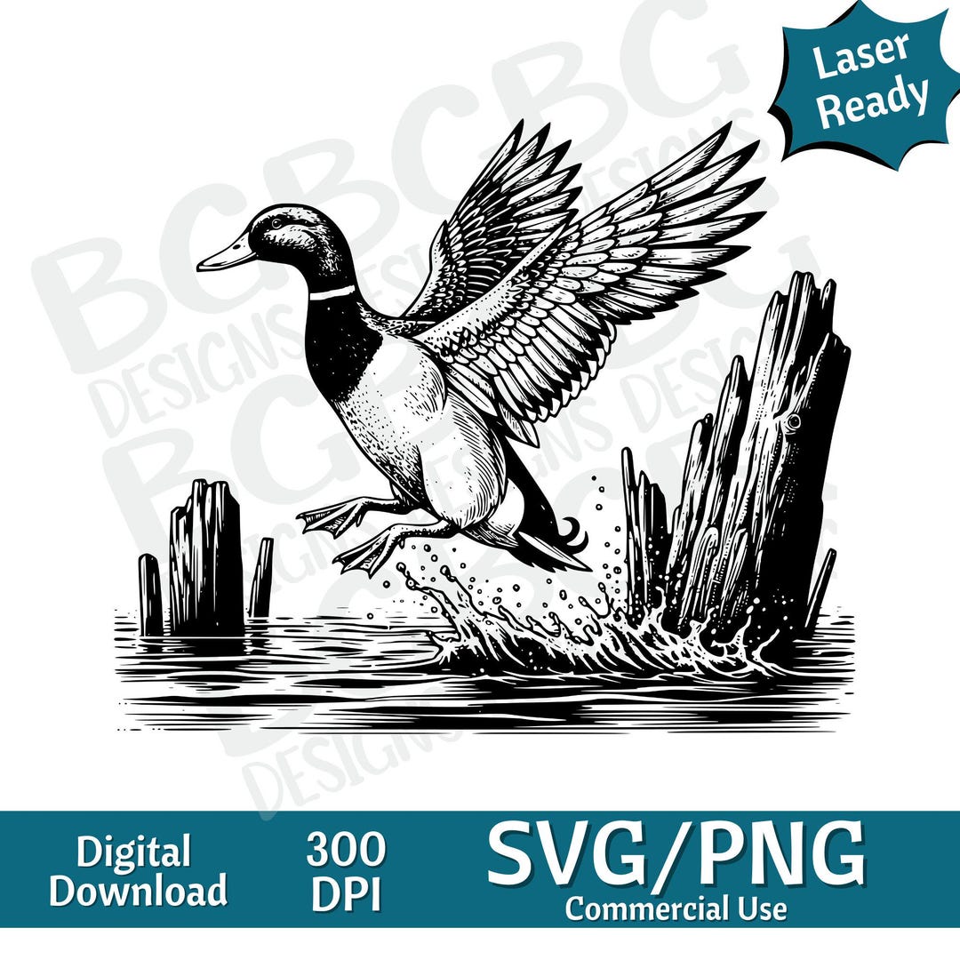 Mallard Duck Landingsvg PNG, Vector Graphic Design Cut Print Cnc ...