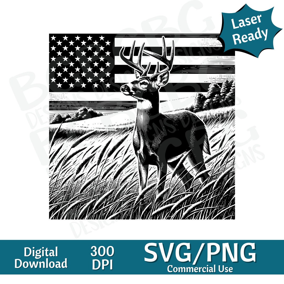 Buck With Flag Background SVG PNG, Vector Graphic, Laser Engraver, Cnc ...