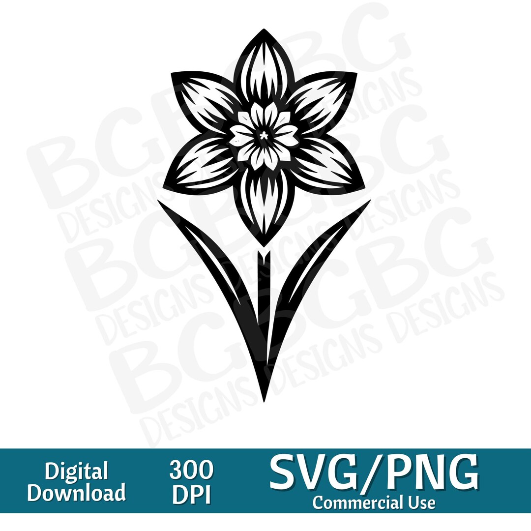 Narcissus Flower SVG PNG, Cricut, Silhouette, Cameo, Instant Download ...