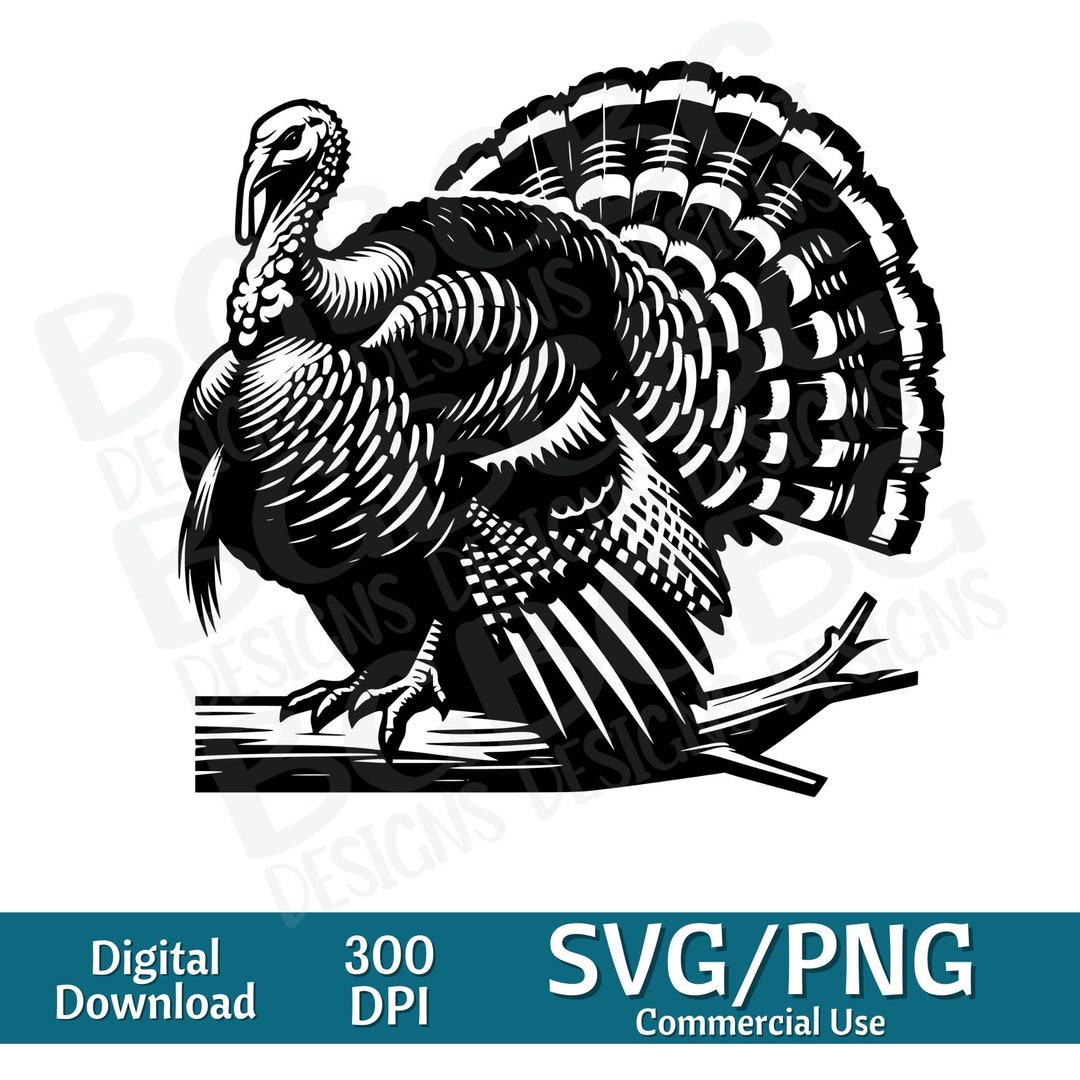 Wild Turkey on Roost, Turkey Silhouette, Thanksgiving, Svg, Png, Vector ...