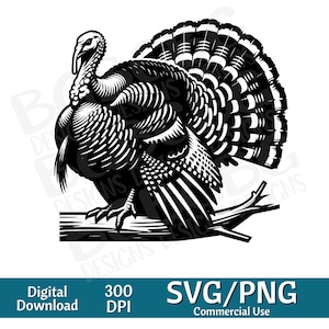 Wild Turkey on Roost, Turkey Silhouette, Thanksgiving, Svg, Png, Vector ...