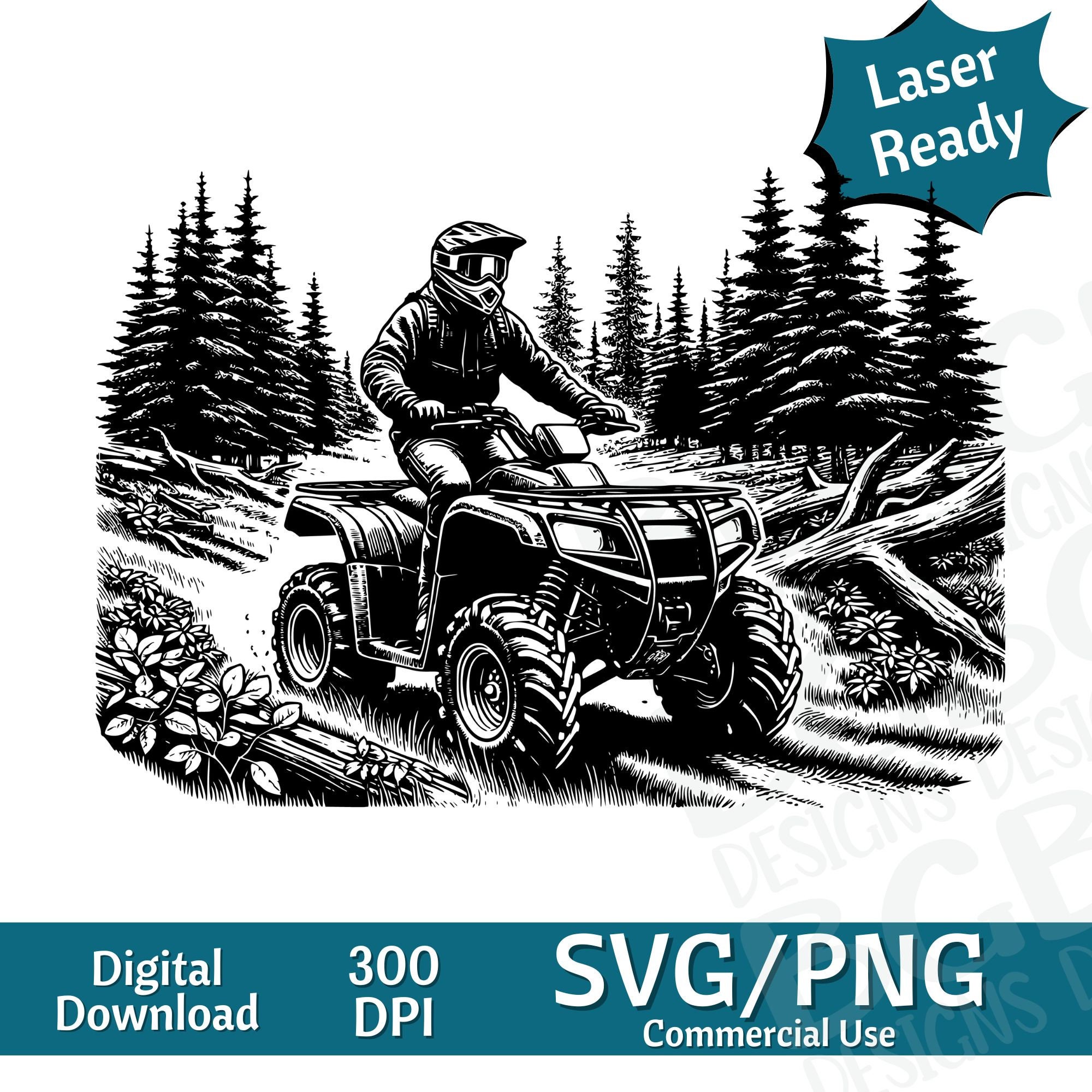 ATV Wooded Trail SVG PNG, Quad, 4 Wheeler, Vector Graphic, Laser ...
