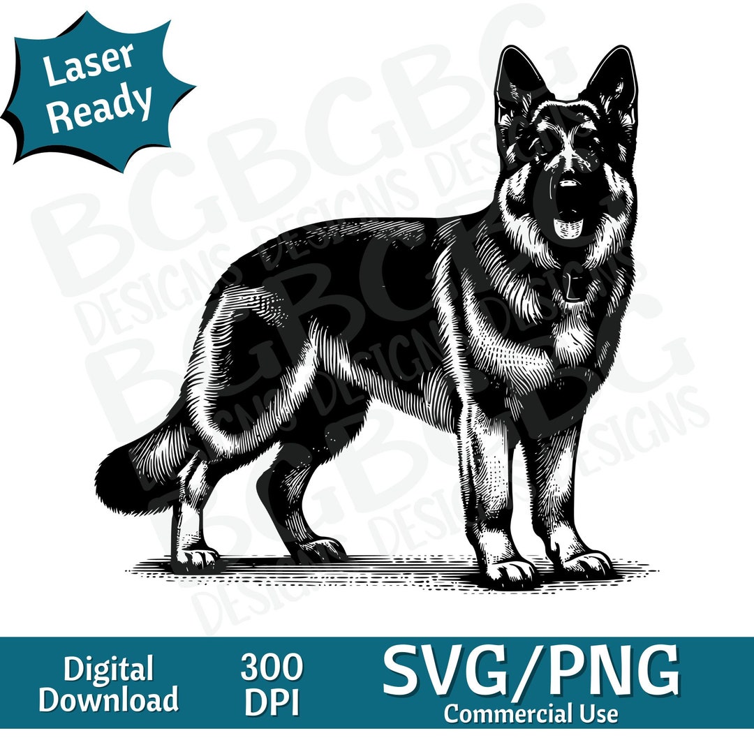 German Shepard SVG PNG, Vector Graphic, Laser Engraver, Cnc, Clip Art ...