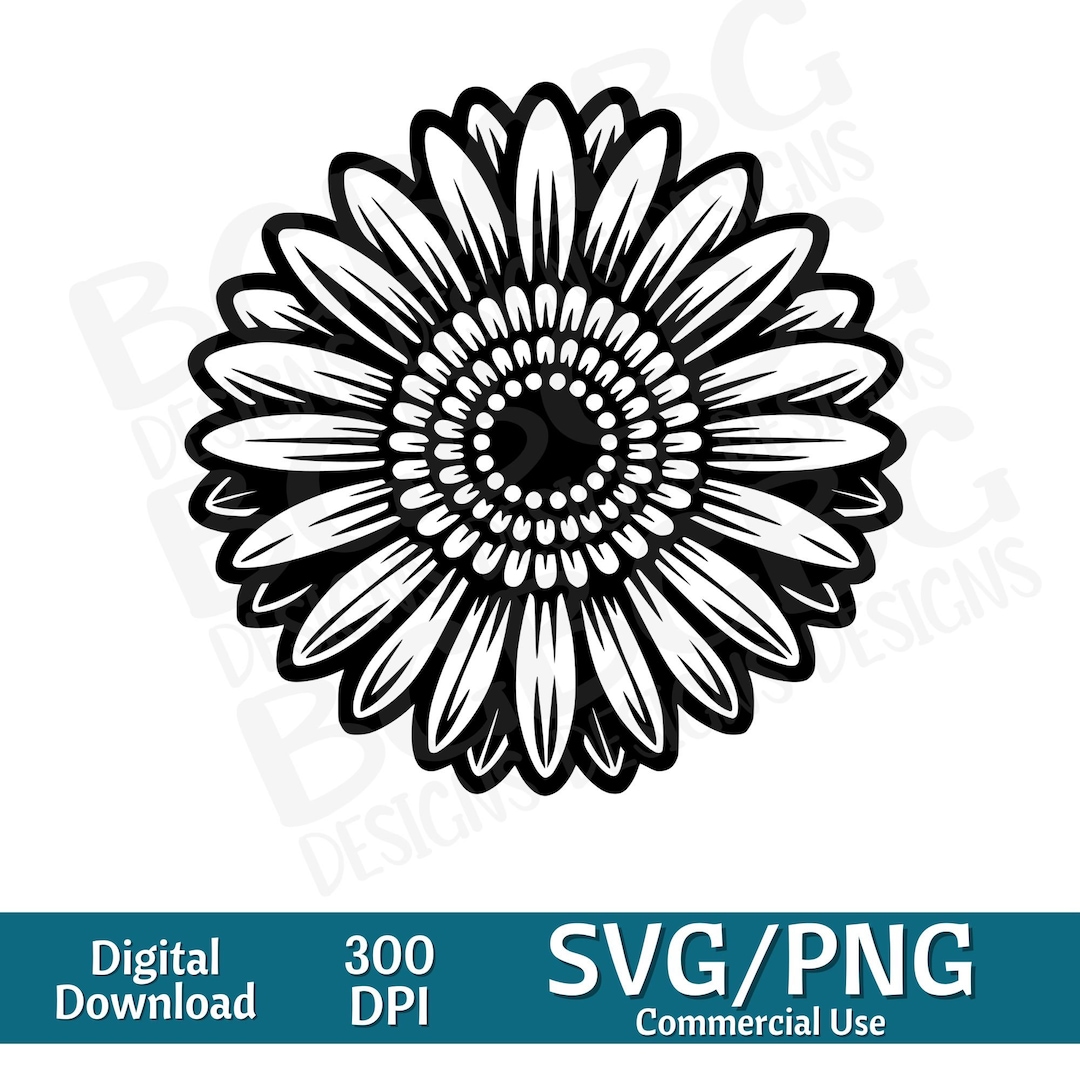Gerbera Flower SVG PNG, Cricut, Silhouette, Cameo, Instant Download ...