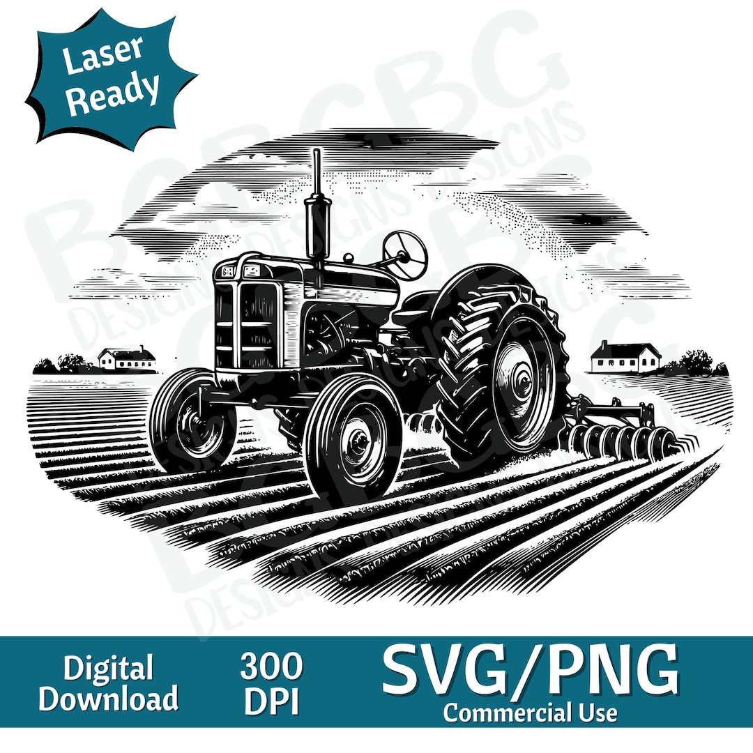 Tractor in Field, Farming, SVG PNG, Vector Graphic, Laser Engraver, Cnc ...