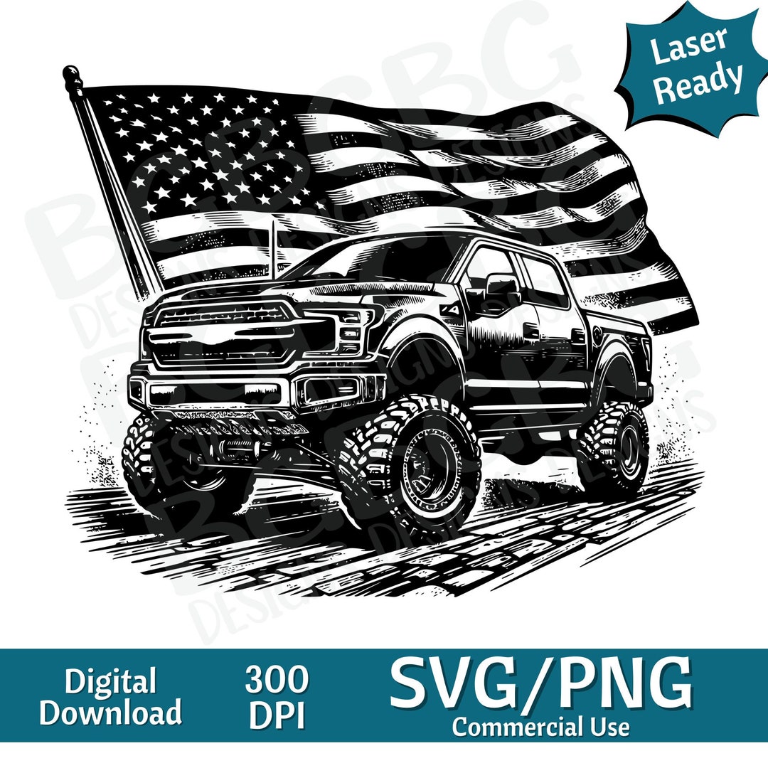 4x4 With Flag SVG PNG, 4wd, Vector Graphic, Laser Engraver, Cnc, Clip ...