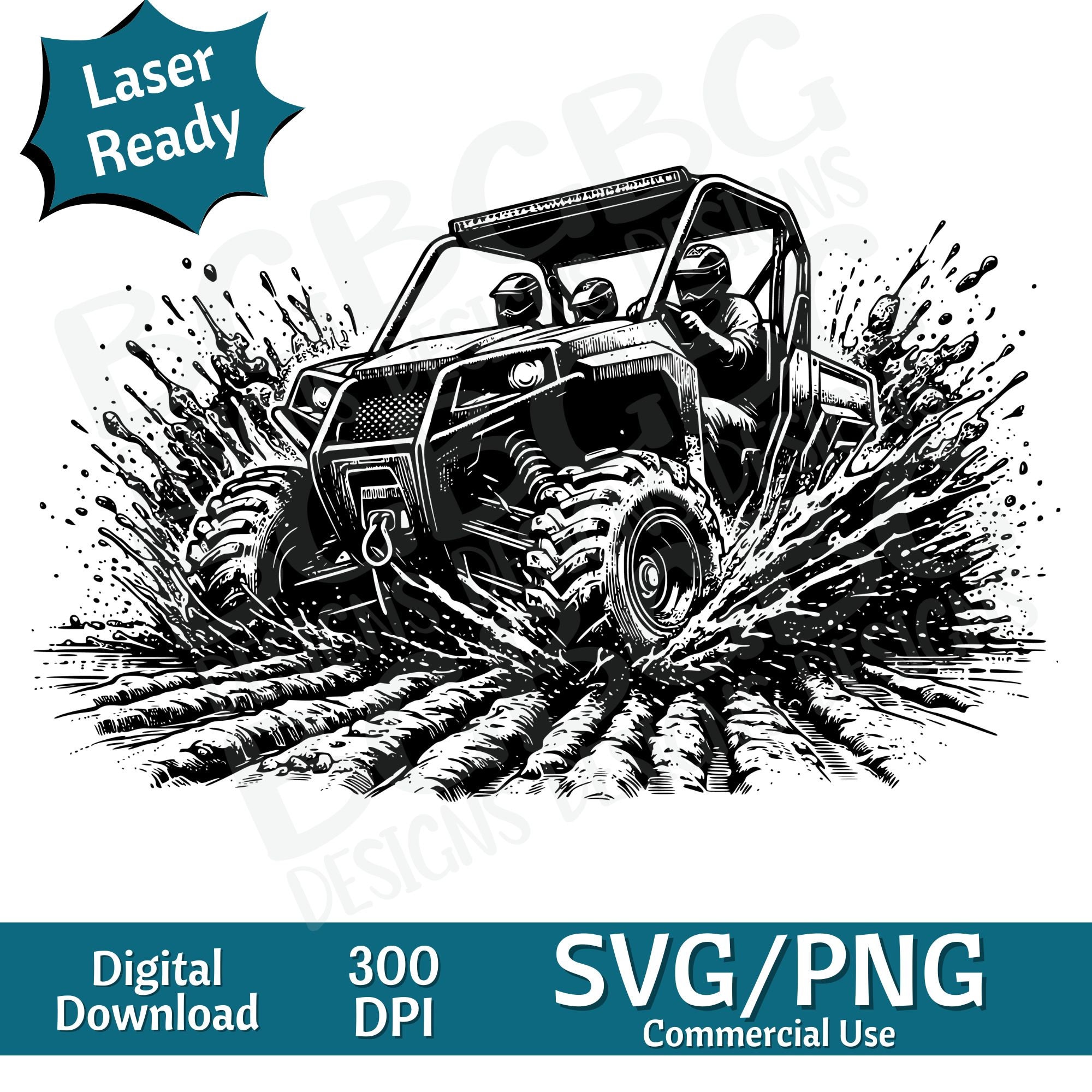 Side by Side Sliding in Mud SVG PNG, UTV, Quad, Vector Graphic, Laser ...