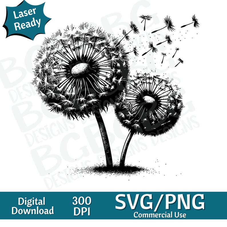 Dandelion Wisp Spring Time SVG PNG, Vector Graphic, Laser Engraver, Cnc ...