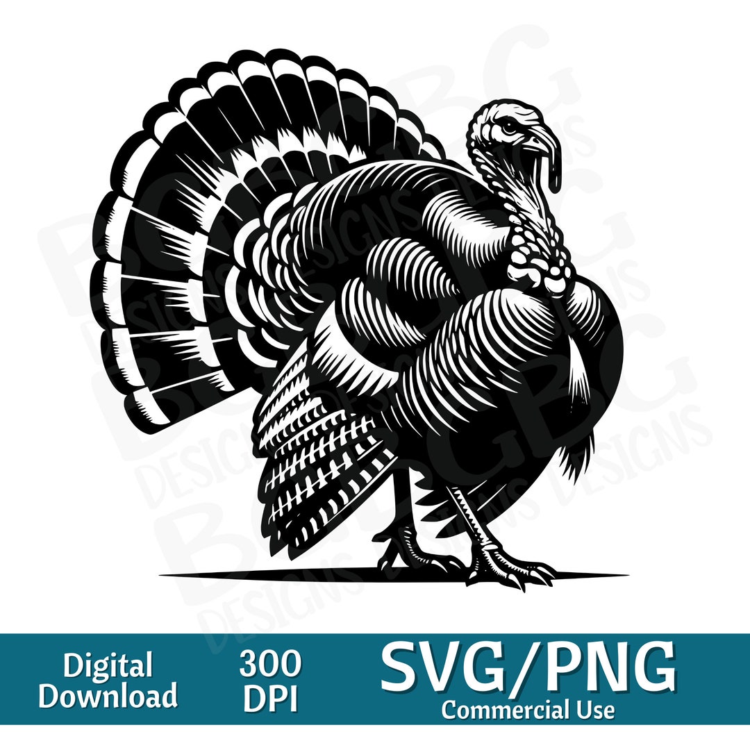 Strutting Wild Turkey, Turkey Silhouette, Thanksgiving, Svg, Png ...