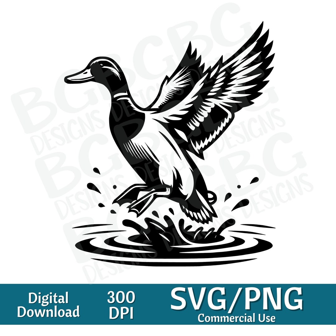 Mallard Duck Landing SVG PNG, Vector Graphic Design Cut Print Cnc ...