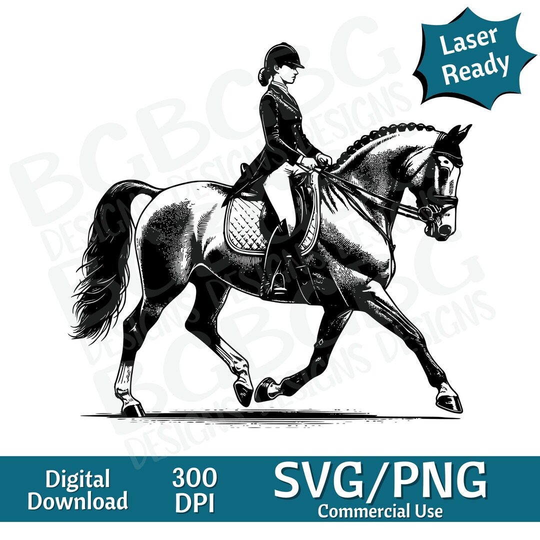 Woman Dressage Rider SVG PNG, Rodeo, PNG, Vector Graphic, Cut Print ...