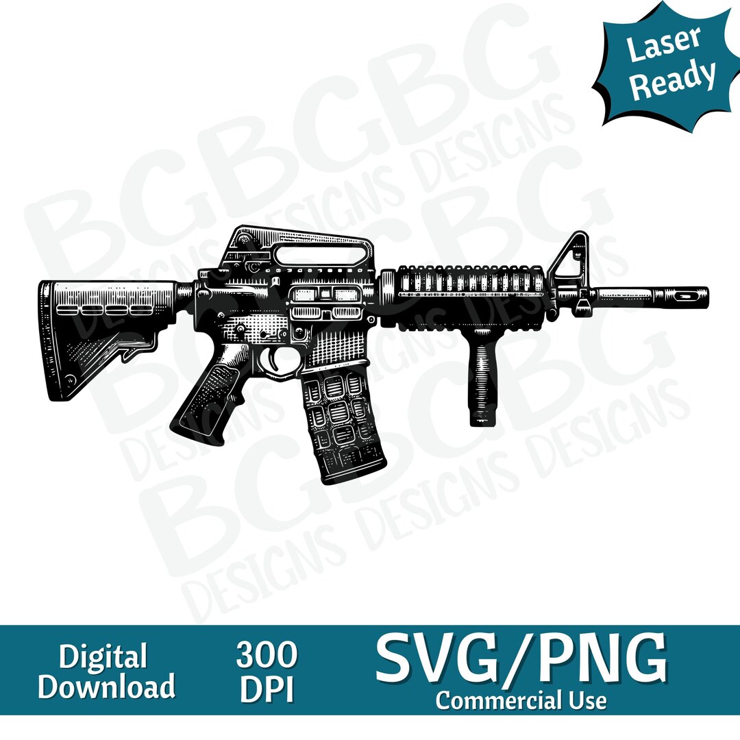 AR-15 SVG PNG, Vector Graphic, Laser Engraver, Cnc, Clip Art, Laser ...