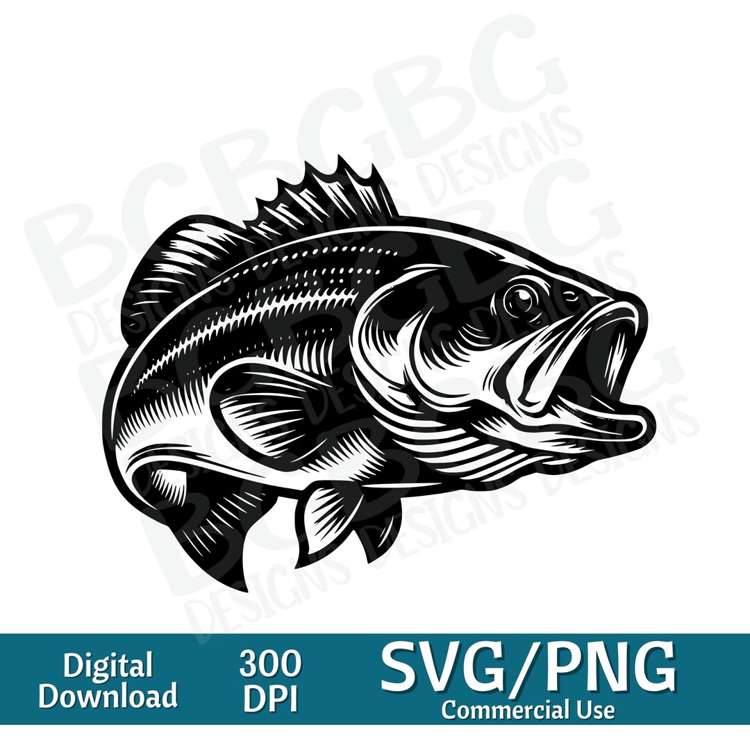 Largemouth Bass SVG, Jumping Bass SVG, Black Bass SVG, Svg, Png, Vector ...
