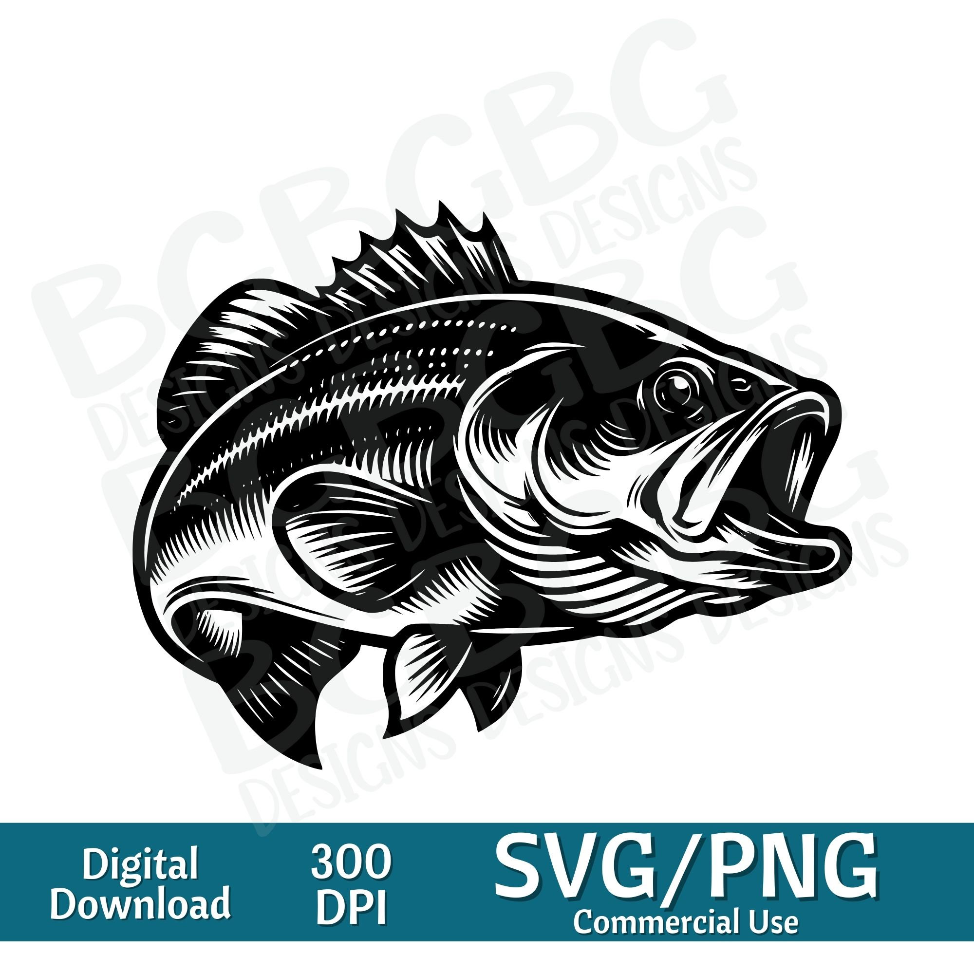 Largemouth Bass SVG, Jumping Bass SVG, Black Bass SVG, Svg, Png, Vector ...