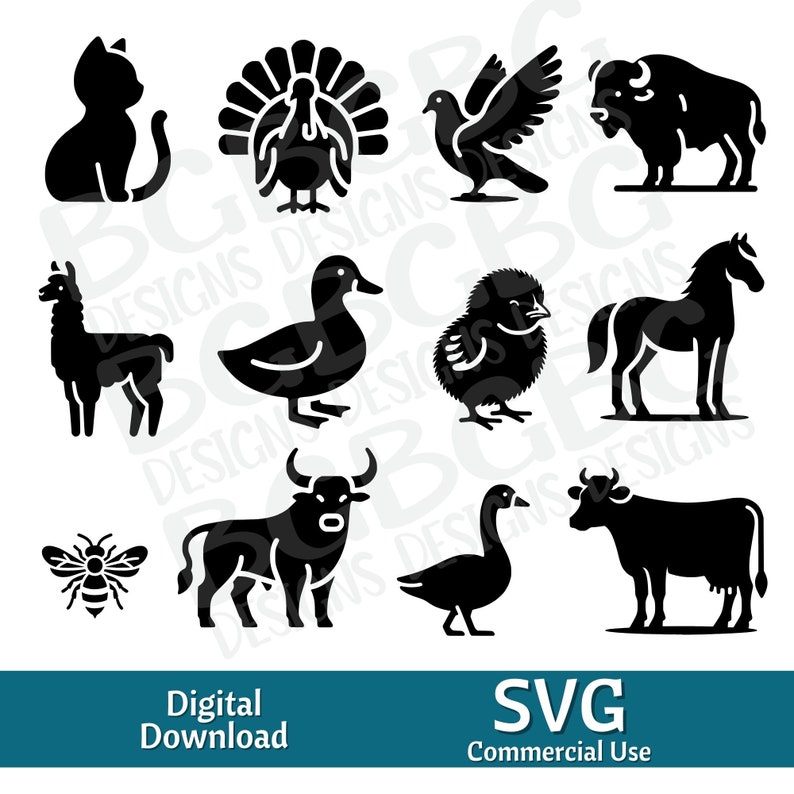 Farm Animals Bundle SVG, Animal Clipart, Cute Animal, Cricut Cut File ...