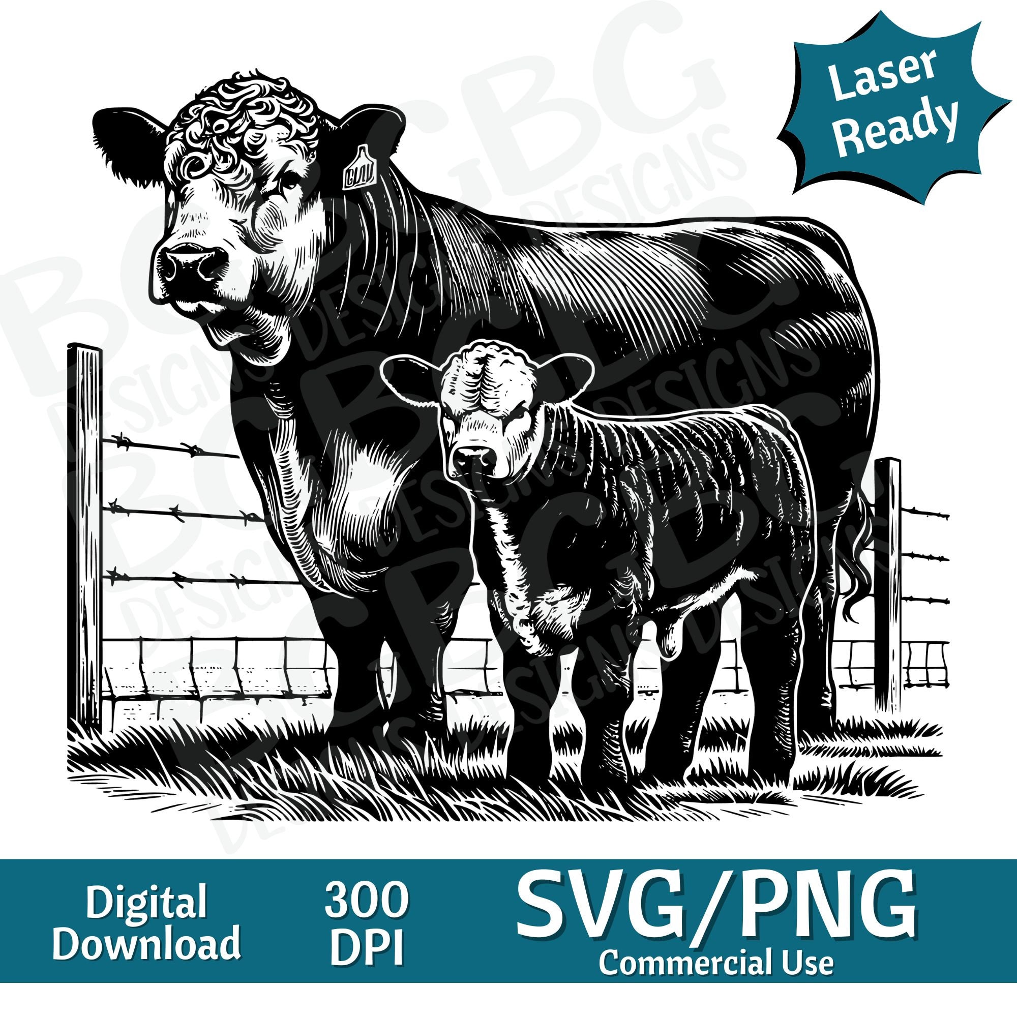 Hereford Cow and Calf Pair SVG, Animal Clipart, Cute Animal, Farm ...