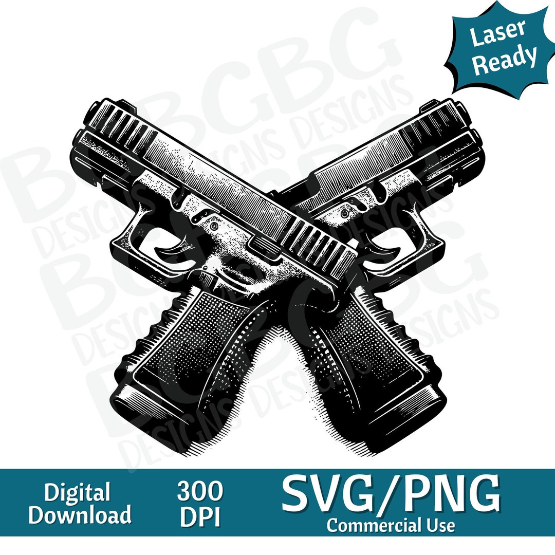 Crossed Pistols SVG PNG, Vector Graphic, Laser Engraver, Cnc, Clip Art ...