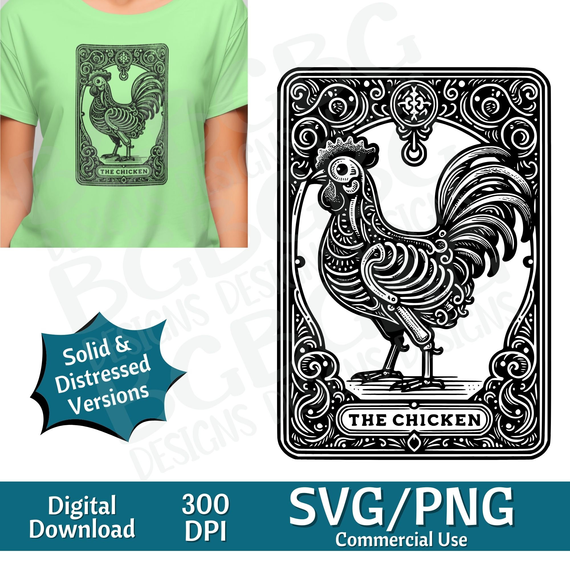 The Chicken Tarot Card SVG PNG , Funny, Spiritual, Sublimation Design ...