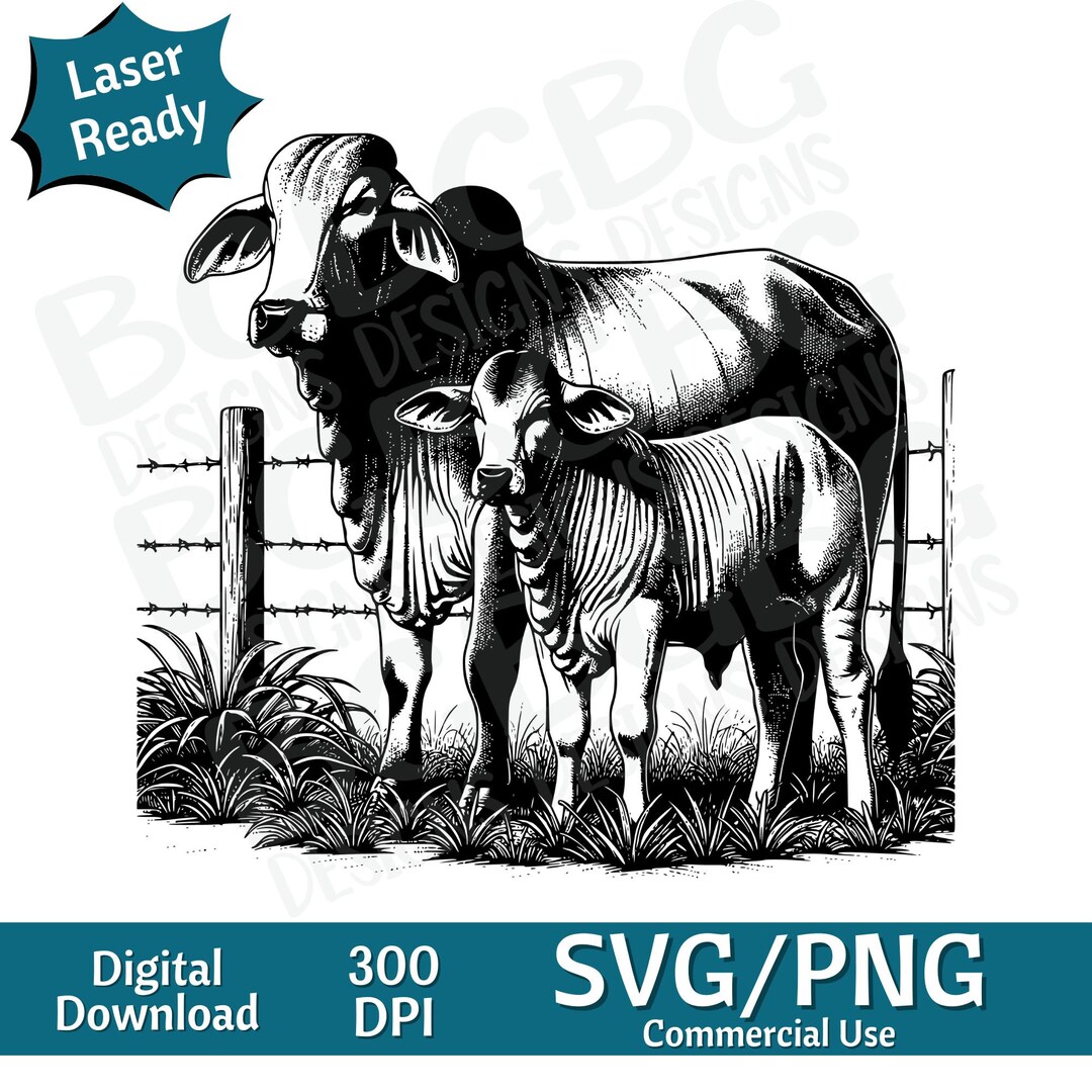 Brahman Cow and Calf Pair SVG, Animal Clipart, Cute Animal, Farm ...