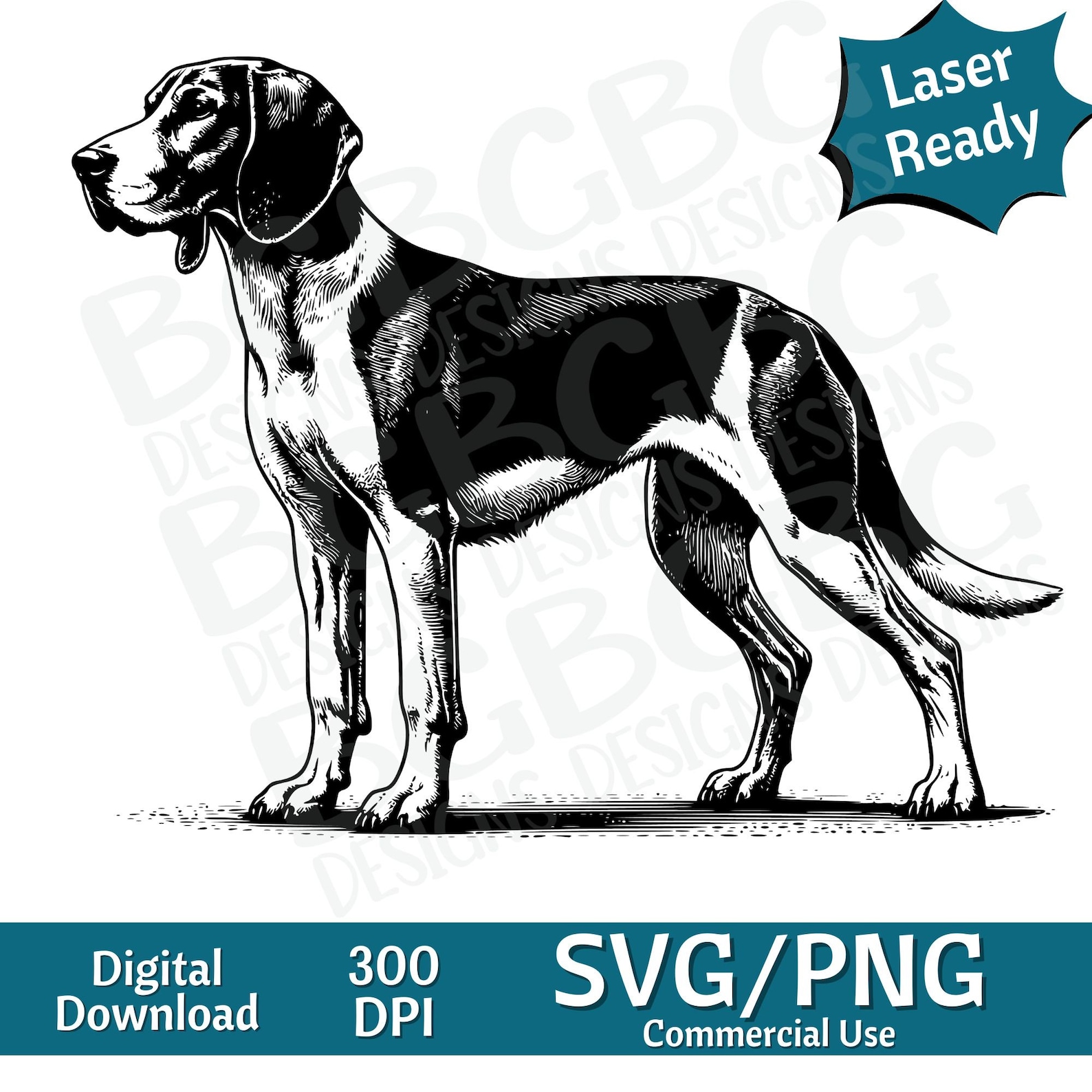 Treeing Walker Coonhound SVG PNG, Vector Graphic, Laser Engraver, Cnc ...