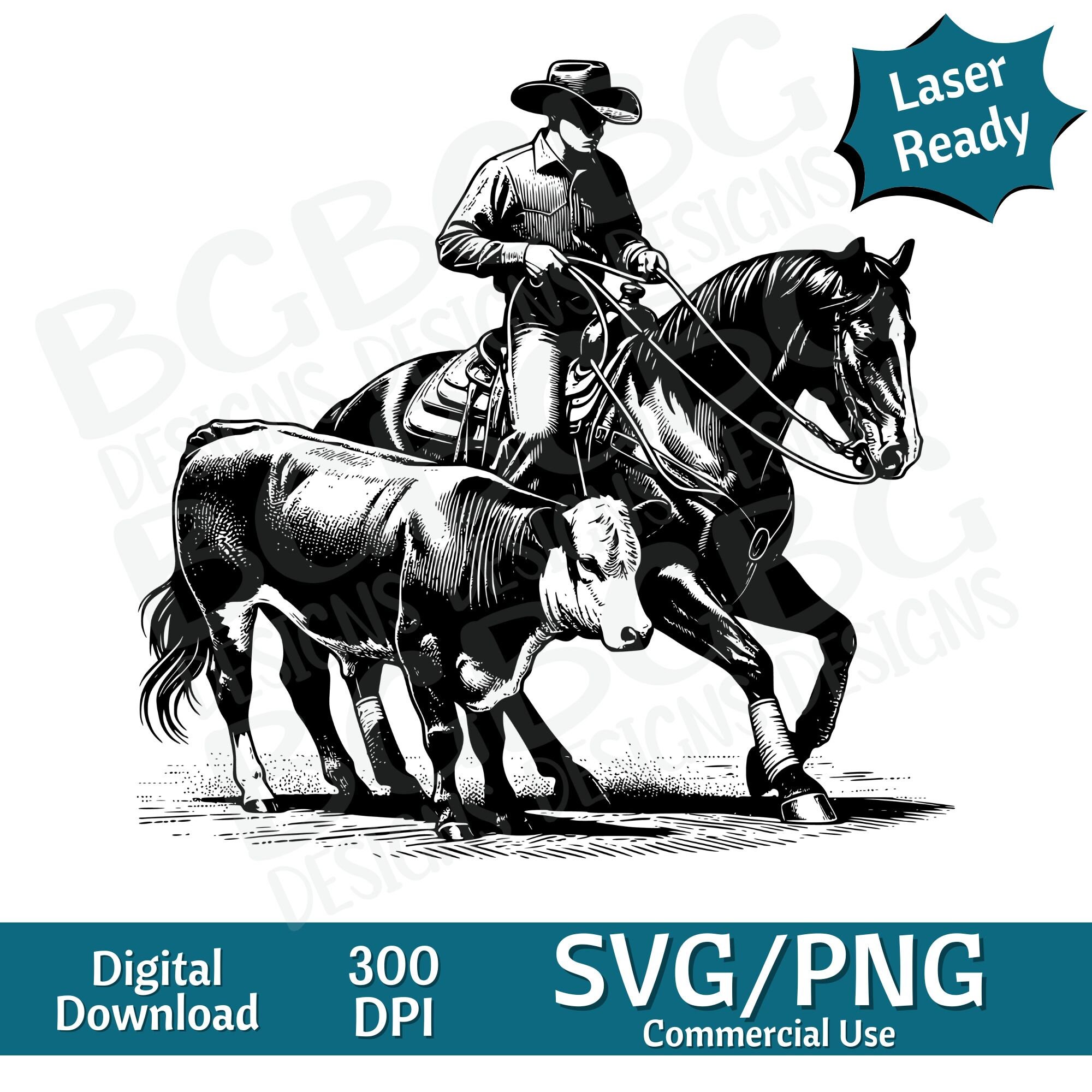 Cutting Horse SVG PNG, Rodeo, Horse Riding PNG, Vector Graphic, Cut ...