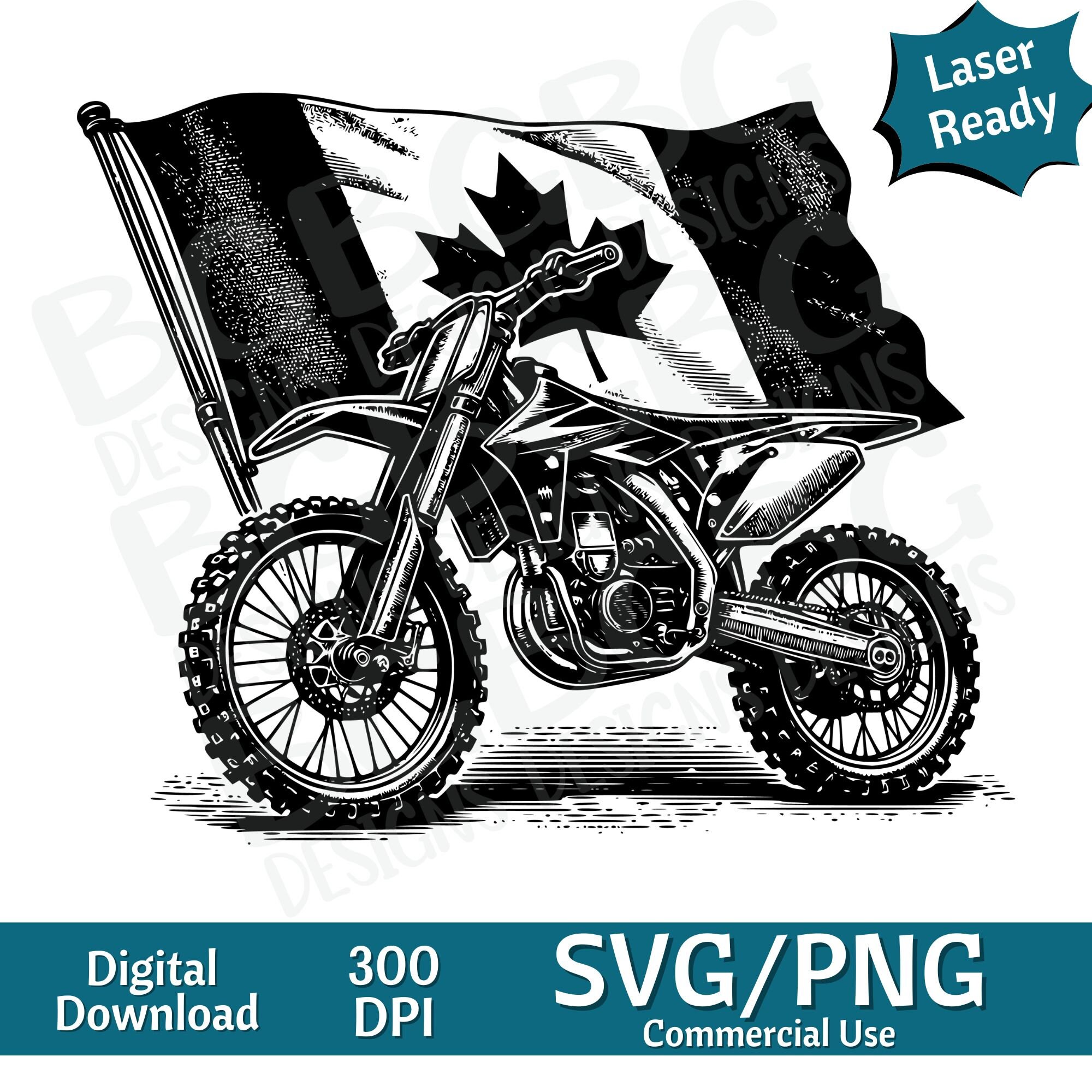 Dirt Bike With Canadian Flag SVG PNG, Motorcycle, Vector Graphic, Laser ...