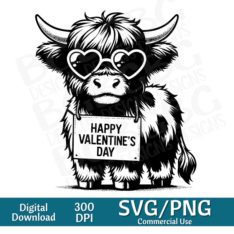 Cute Highland Cow SVG, Valentine's Svg, Highland Cow Sublimation, Cow ...