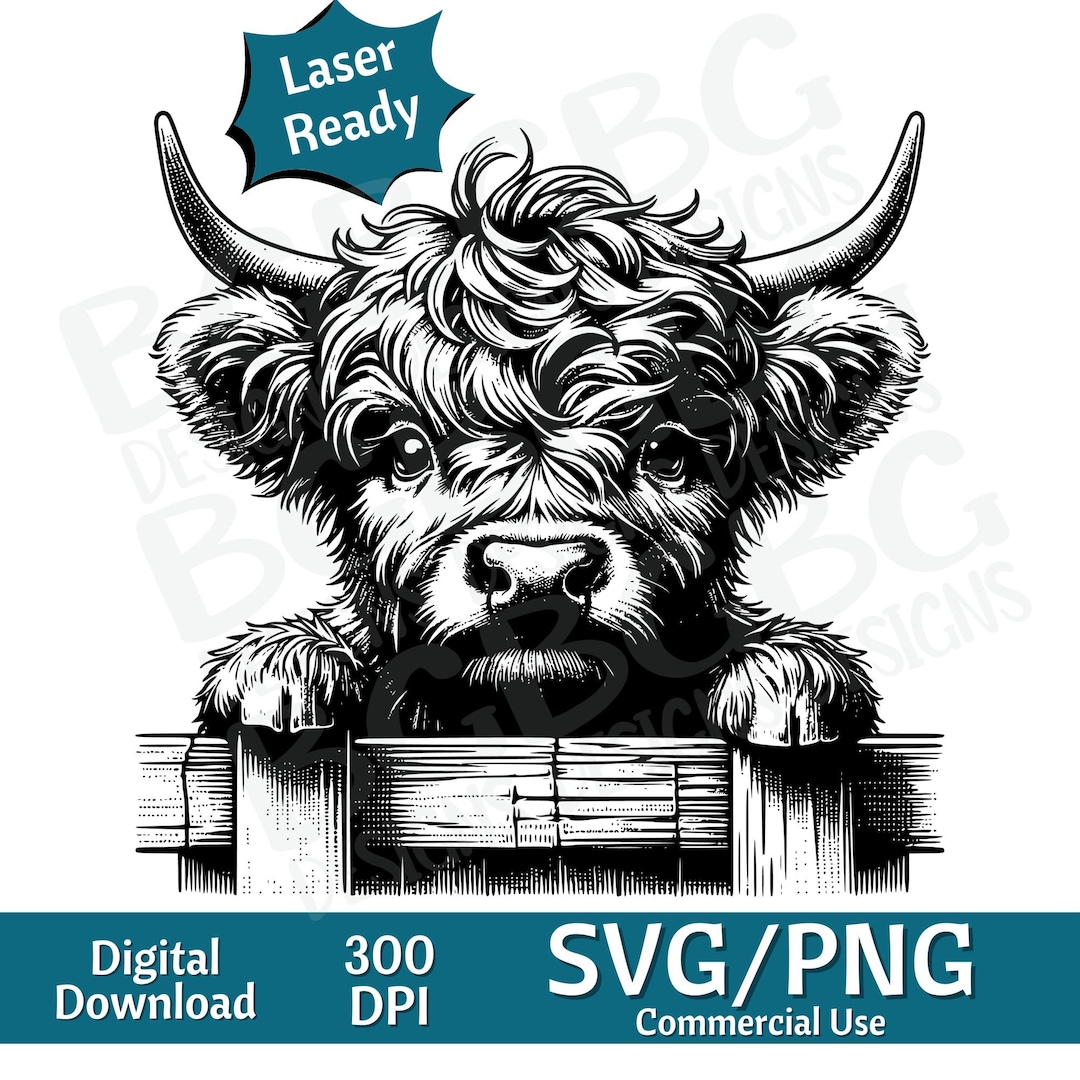 Baby Highland Cow Peeking SVG, Highland Cow SVG, Cow Head SVG, Cow Head ...