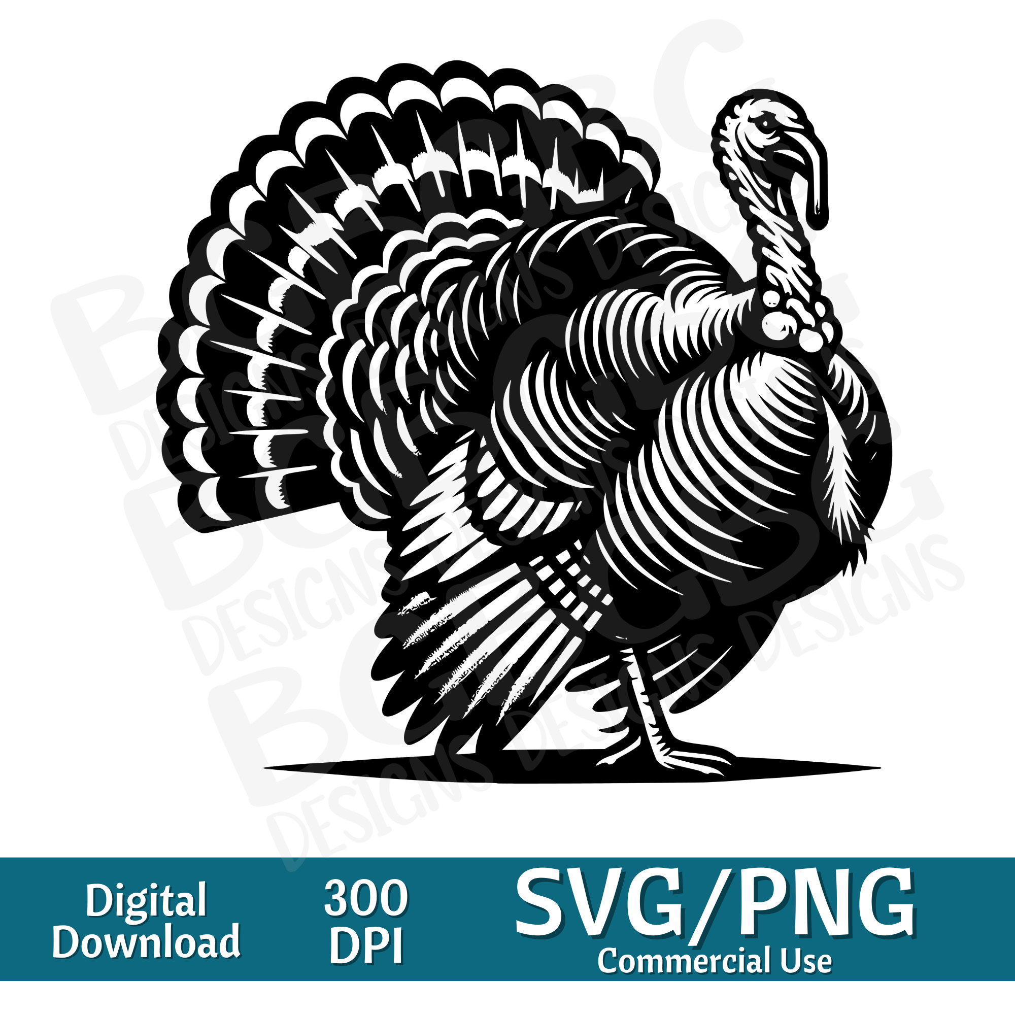 Strutting Wild Turkey, Turkey Silhouette, Thanksgiving, Svg, Png ...
