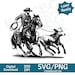 Calf Roping SVG PNG, Rodeo, Horse Riding PNG, Vector Graphic, Cut Print ...