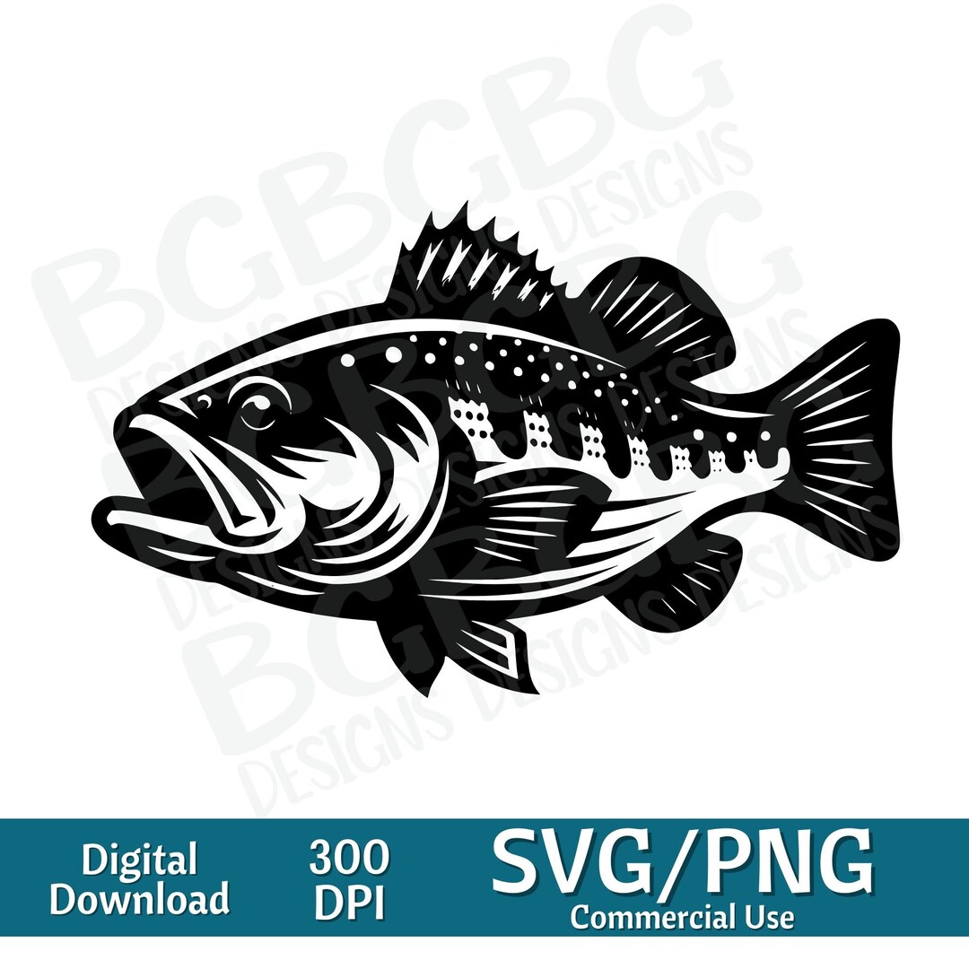 Largemouth Bass SVG, Jumping Bass SVG, Black Bass SVG, Svg, Png, Vector ...