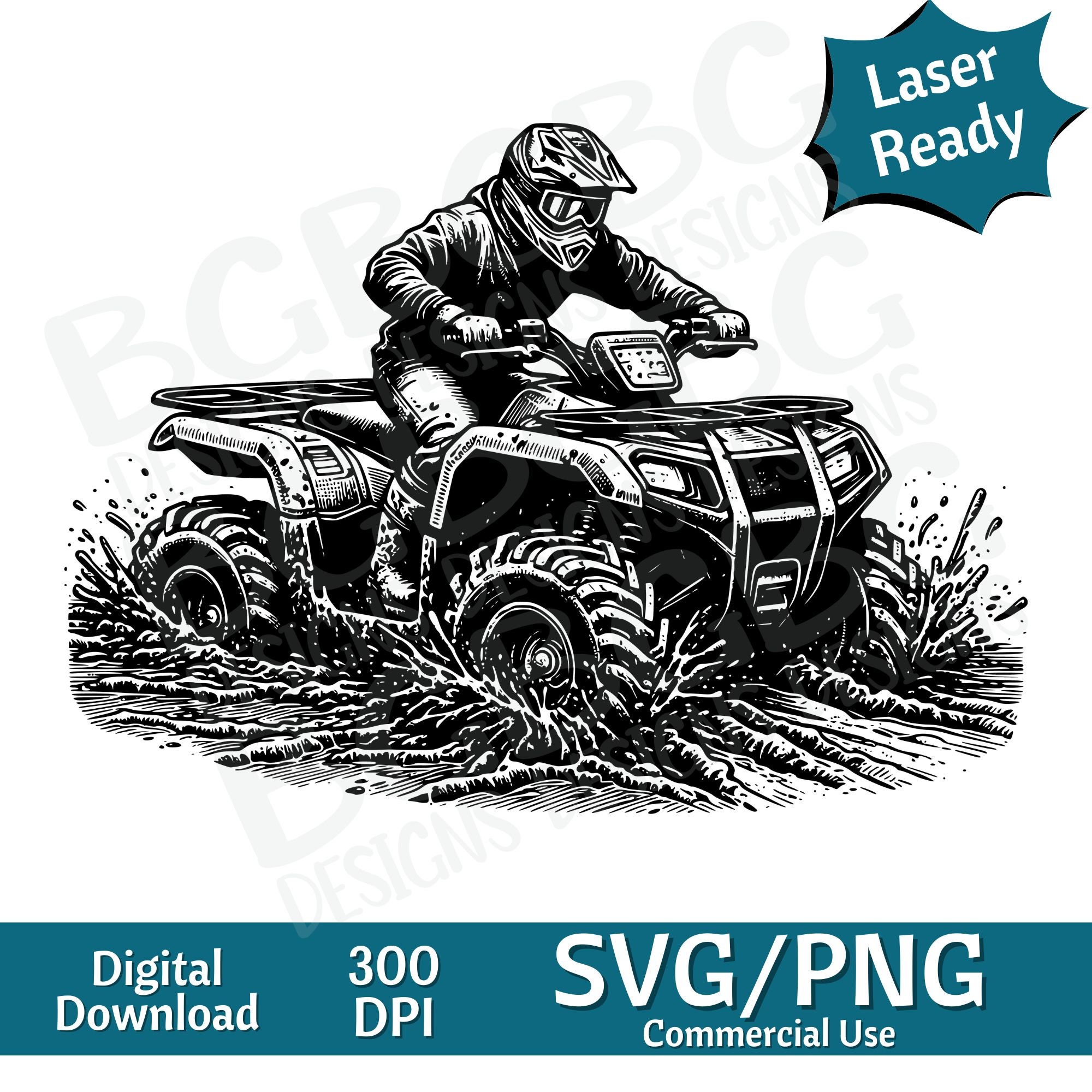 ATV Stuck in Mud SVG PNG, Quad, 4 Wheeler, Vector Graphic, Laser ...