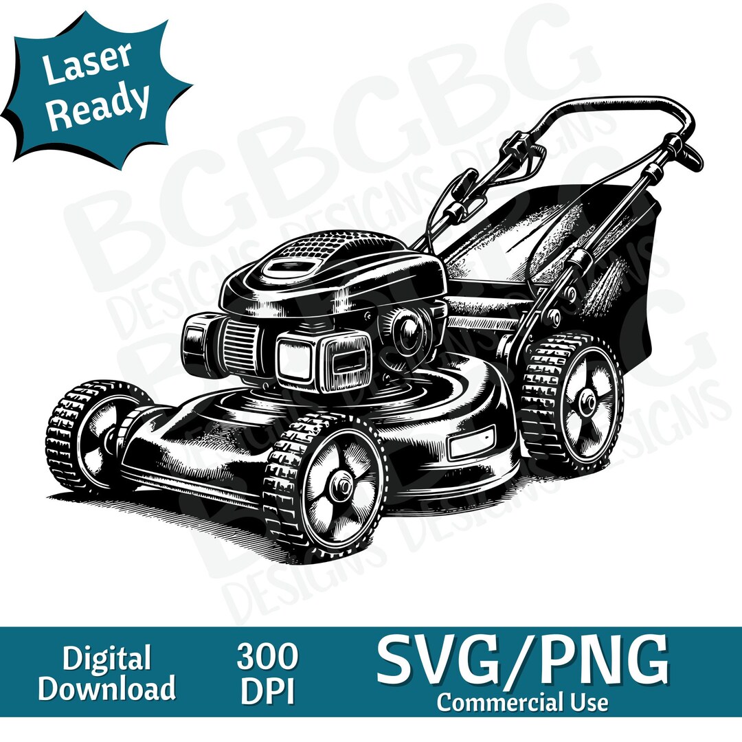 Push Mower SVG PNG, Vector Graphic, Laser Engraver, Cnc, Clip Art ...