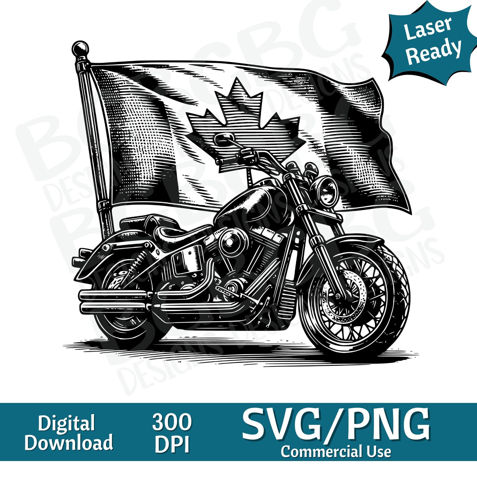 Motorcycle With Canadian Flag SVG PNG, Motorcycle, Vector Graphic ...