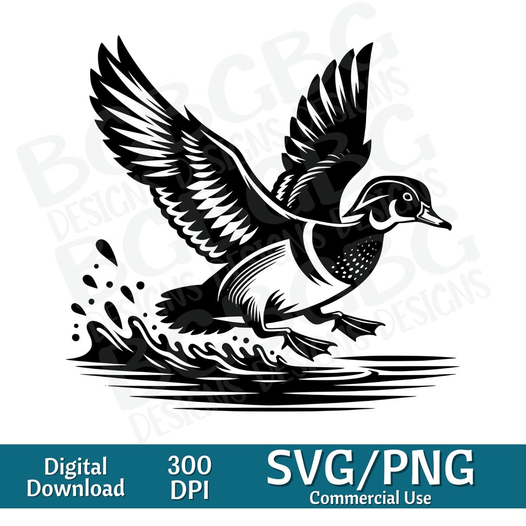 Wood Duck Landing SVG PNG, Vector Graphic Design Cut Print Cnc Digital ...