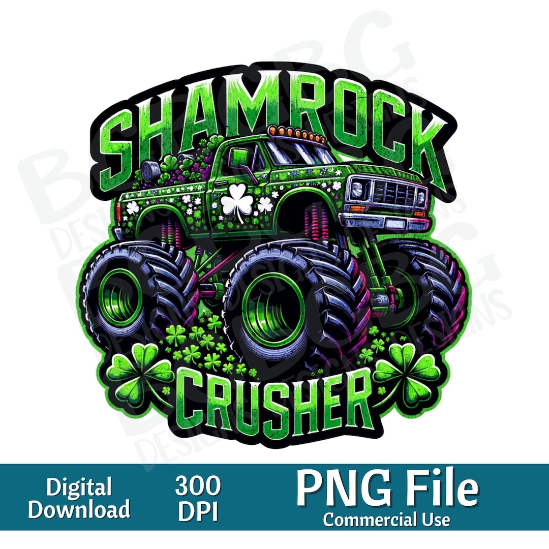 Shamrock Crusher Png, St. Patricks Day Png, St. Patrick's Truck Png ...