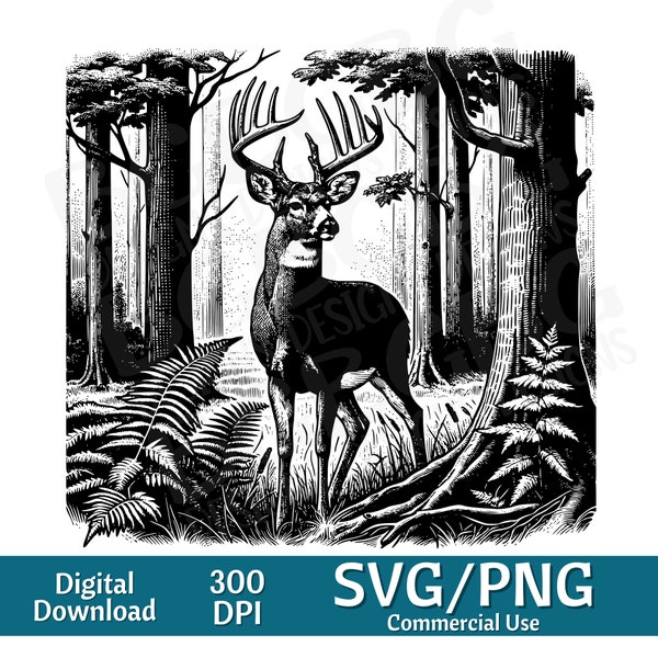 Big Buck in Woods Svg - Etsy