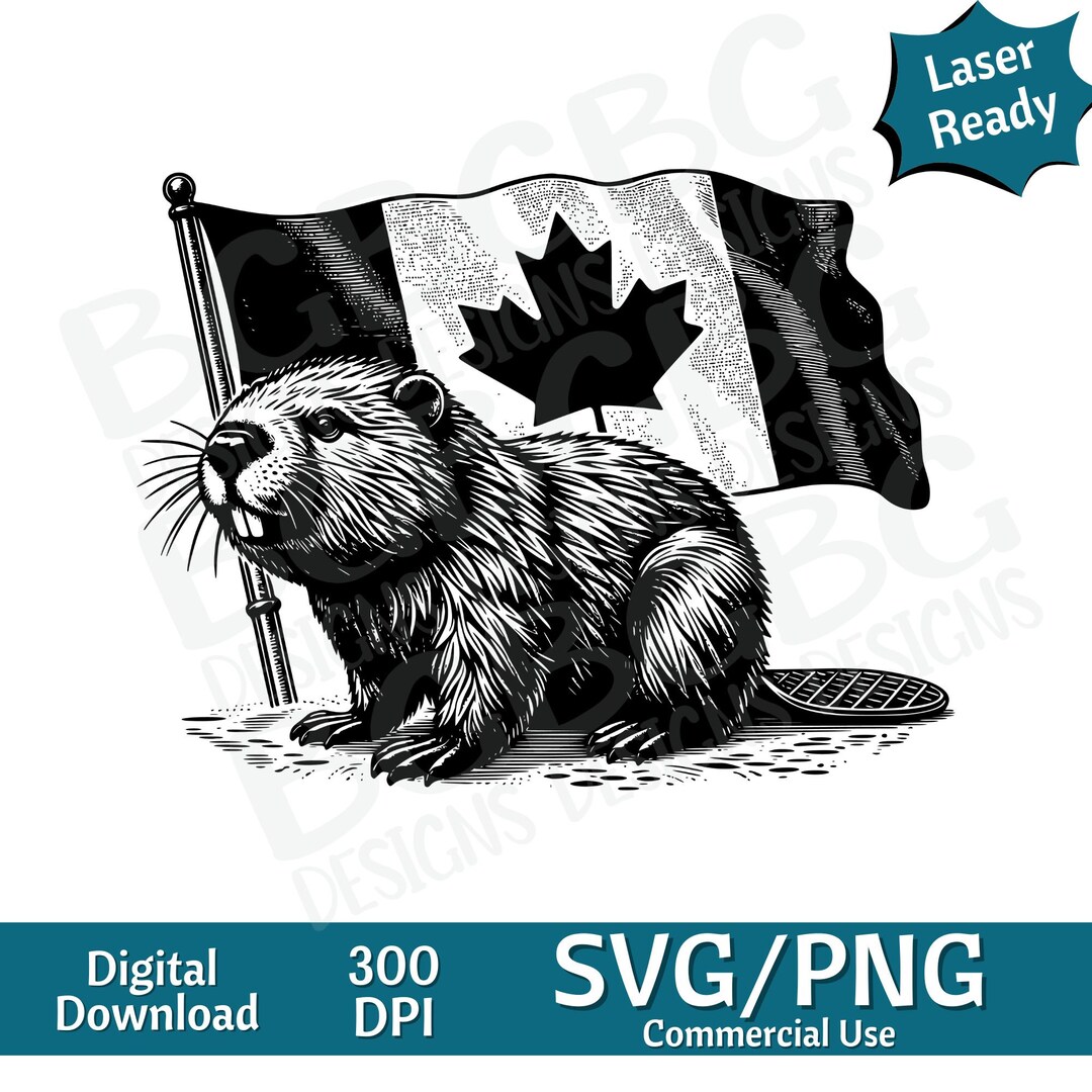 Beaver With Canadian Flag SVG PNG, Vector Graphic, Laser Engraver, Cnc ...