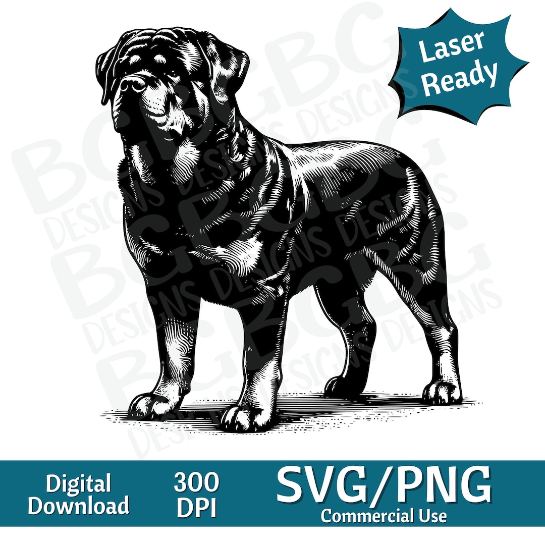 Rottweiler SVG PNG, Vector Graphic, Laser Engraver, Cnc, Clip Art ...