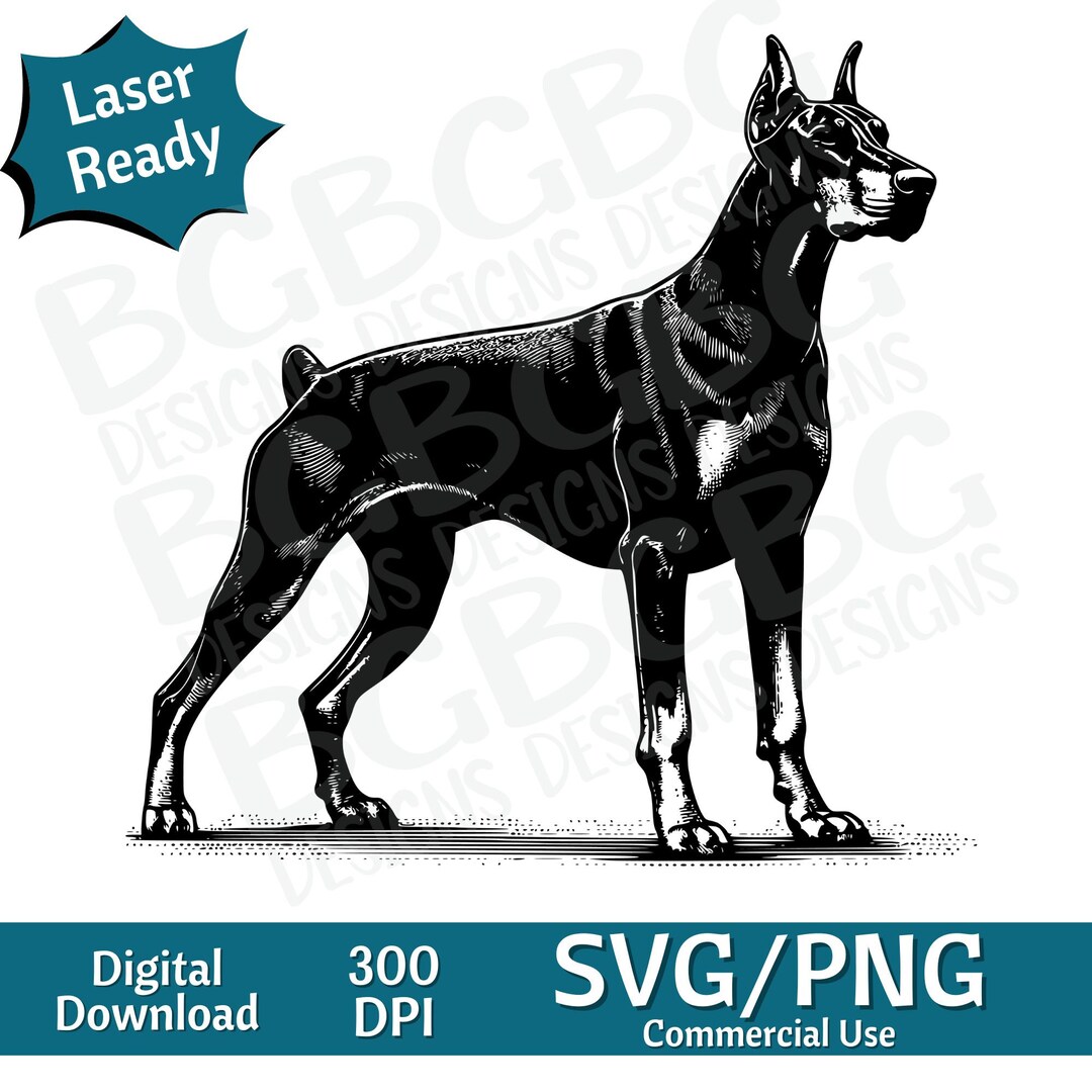 Doberman SVG PNG, Vector Graphic, Laser Engraver, Cnc, Clip Art, Laser ...