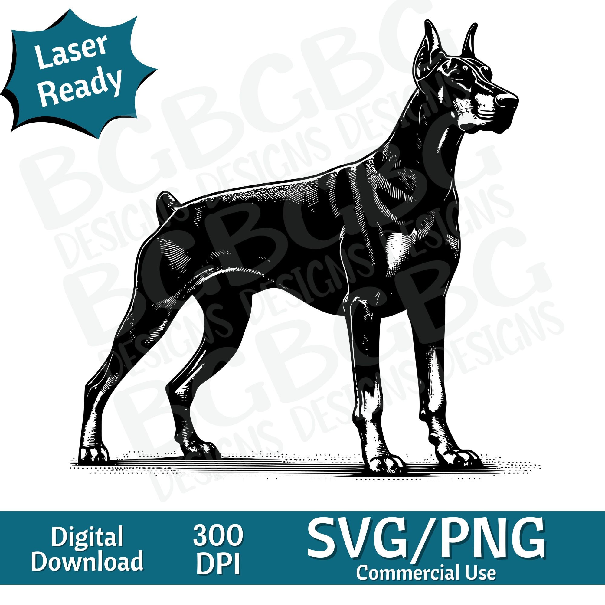 Doberman SVG PNG, Vector Graphic, Laser Engraver, Cnc, Clip Art, Laser ...