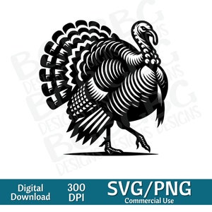 Strutting Wild Turkey, Turkey Silhouette, Thanksgiving, Svg, Png ...