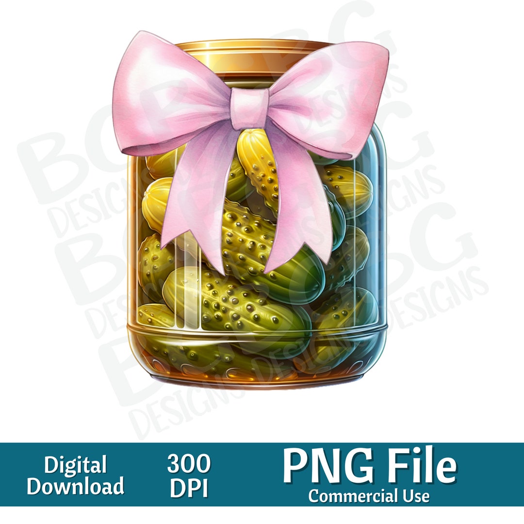 Pickle Jar Png, Pink Bow, Looking Like a Snack, Coquette Decor ...