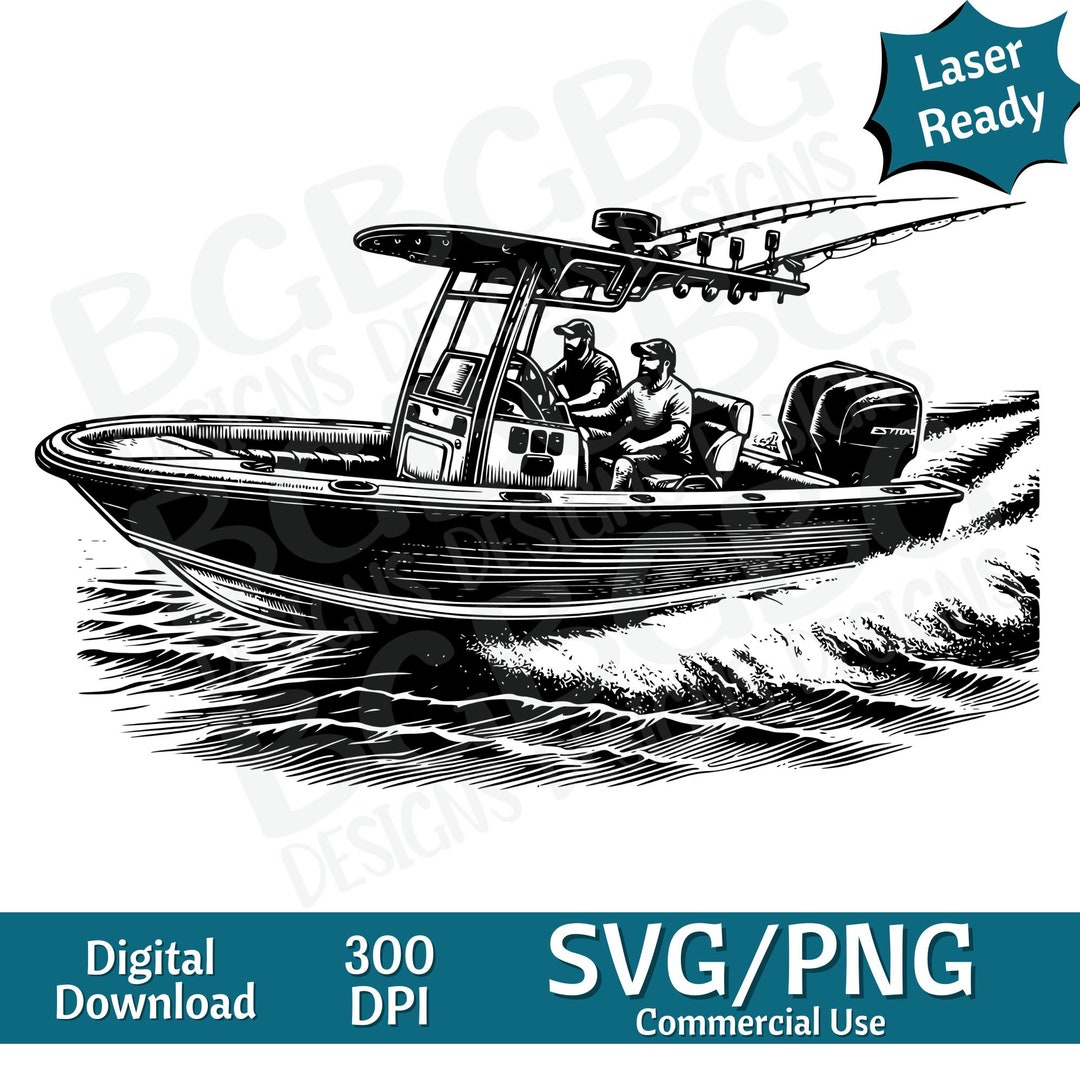 Fishing Boat SVG PNG, Ocean Svg Vector Graphic, Laser Engraver, Cnc ...