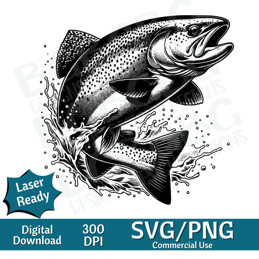 Rainbow Trout Jumping SVG, Brown Trout, Rainbow Trout SVG, SVG, Png ...