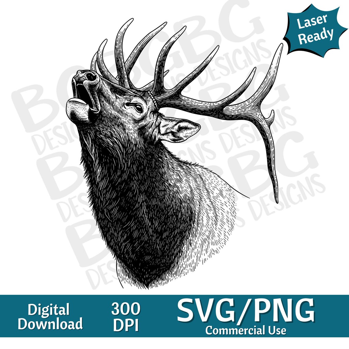 Elk Bugling Blast SVG PNG, Vector Graphic, Laser Engraver, Cnc, Clip ...