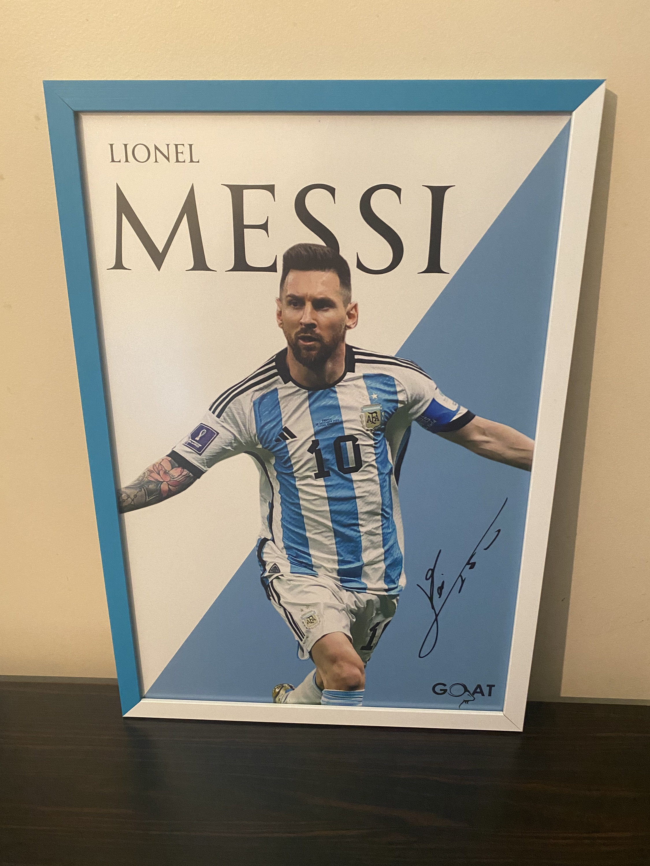 Lionel Messi Signed Poster, Handmade Unique Frame, Football Print ...