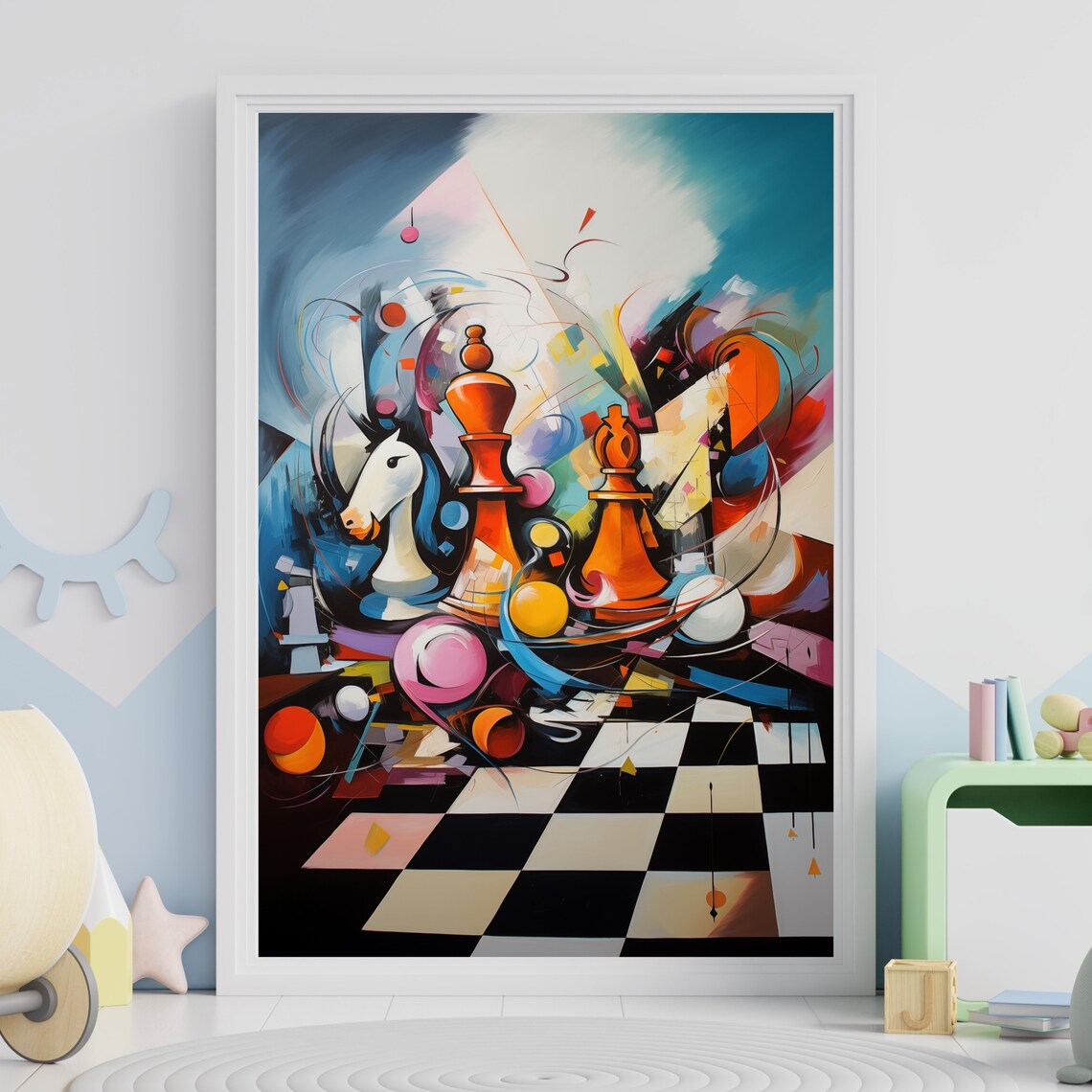 Abstract Chess Picture Print, Geometric Chess Wall Art Print, Unique ...