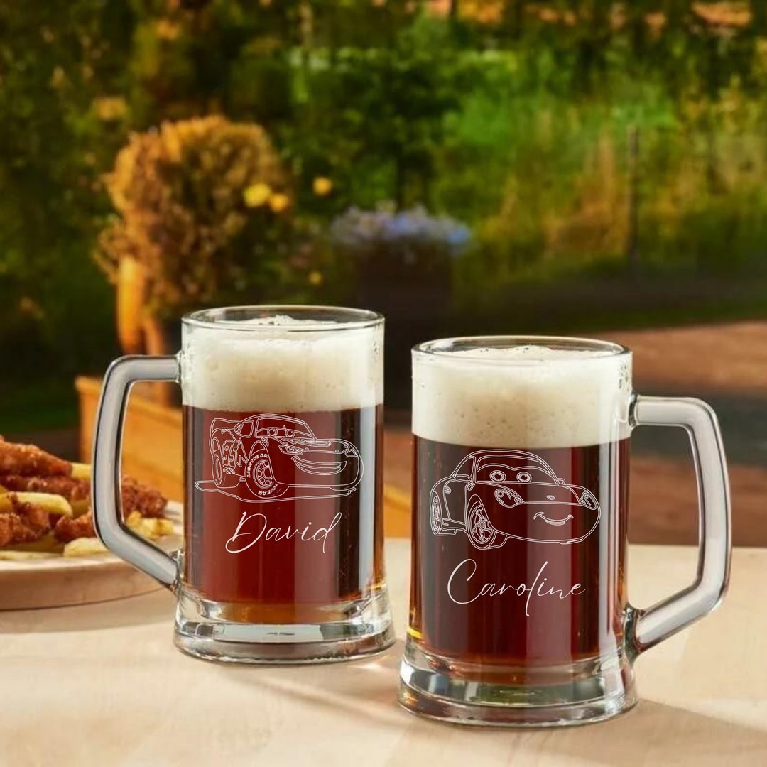 Personalized Cars Movie Beer Glasses, Laser Engraved Glasses Lightning ...
