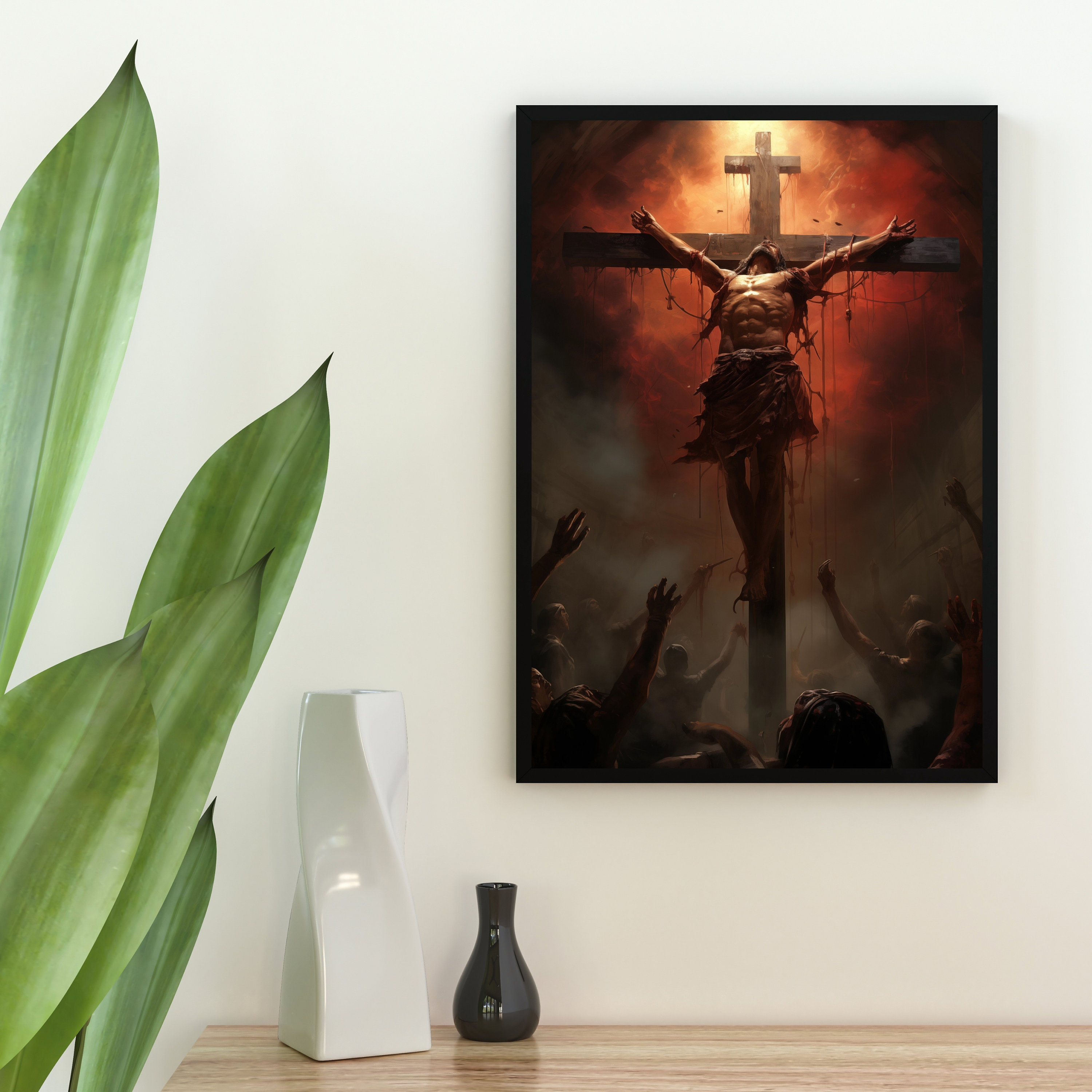 Jesus Crucified Art Print, Christian Wall Poster, Jesus Cross Print for ...